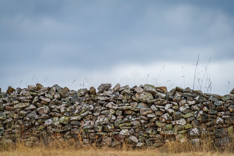 Ancient Stone Wall Under Cloudy Stormy Sky Stock Image - Image of ...