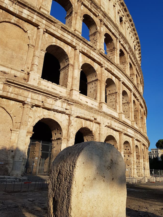 Ancient Stone Colosseum in Rome Stock Photo - Image of mosque, flag ...