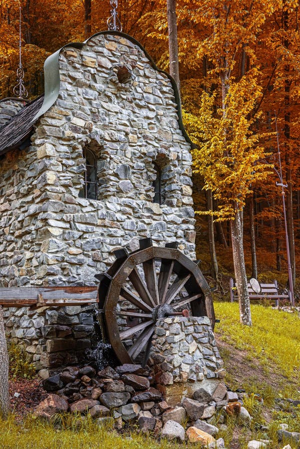Ancient stone watermill. stock image. Image of architecture - 249874153