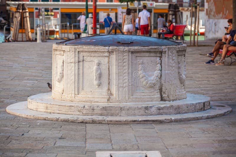 Ancient Stone Well for Rain Water in a Square in Venice Stock Image ...
