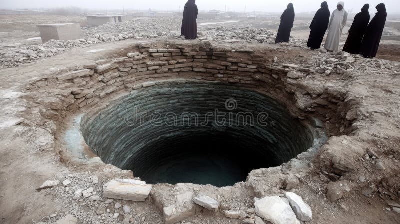 Ancient Stone Well Ruins in a Desert Landscape Stock Photo - Image of ...