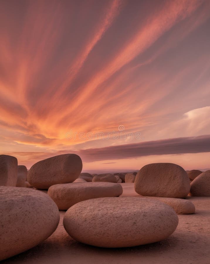 Ancient Stones at Sunset with Dramatic Sky. Stock Photo - Image of toss ...