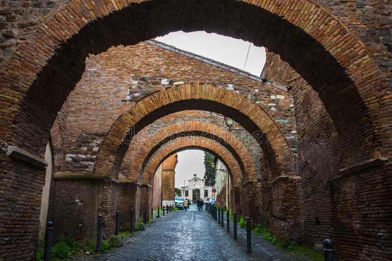 Ancient Street with Arches in the Center of Rome Editorial Photography ...