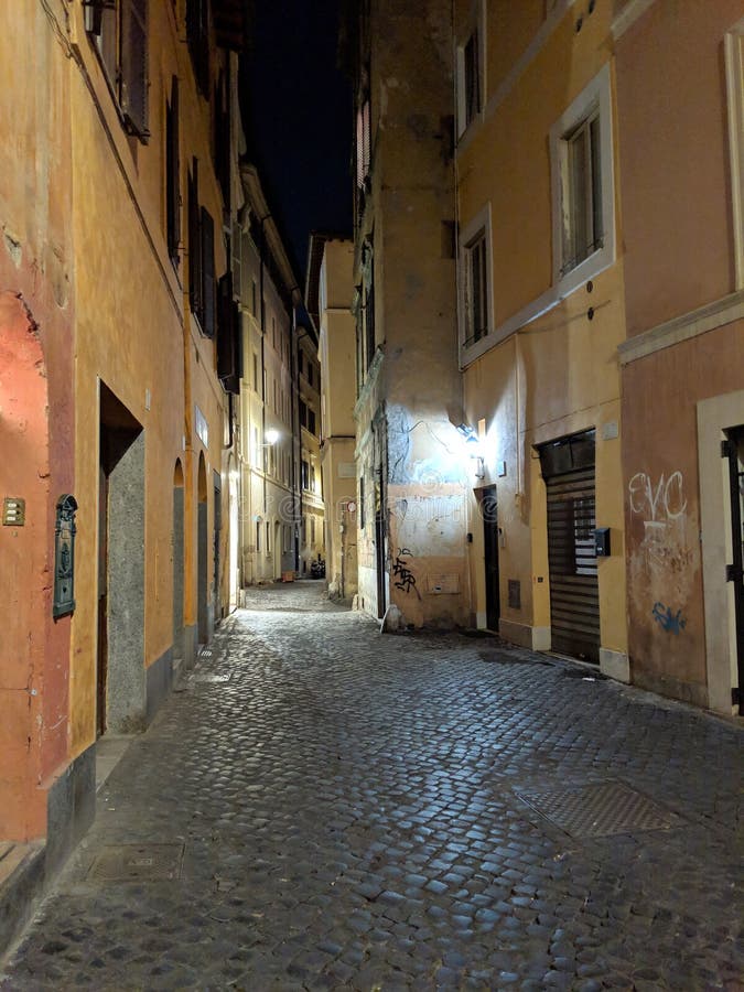 Ancient Street in Rome at Night Stock Image - Image of italy, europe ...