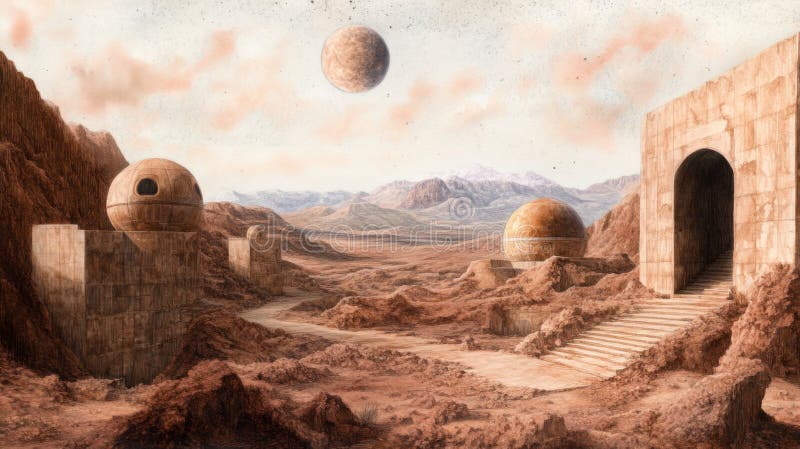 Ancient Structures on a Desert Planet with Two Spherical Domes and ...