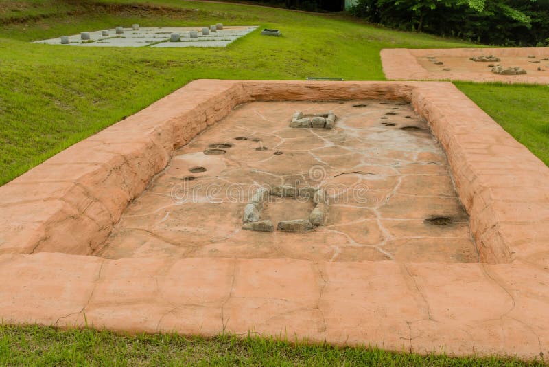 Ancient Structures Unearthed in Prehistoric Archeological Site Stock ...