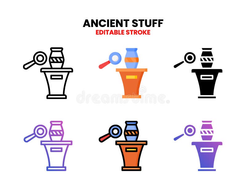 Ancient Stuff Vase Icon Set with Different Styles. Stock Vector ...