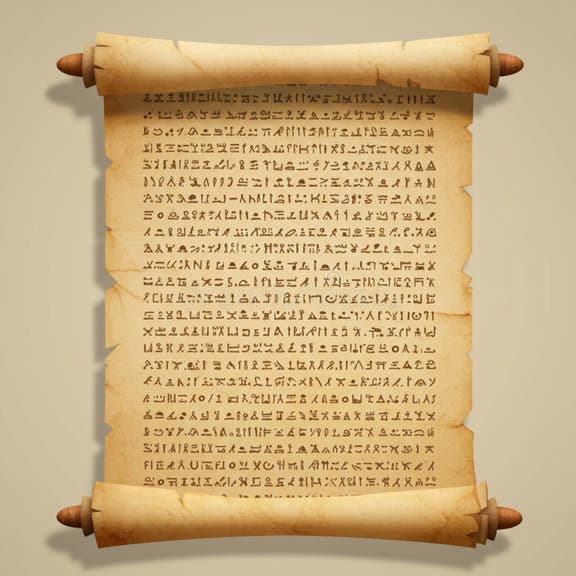 An Ancient-style Scroll Featuring Text Resembling Hieroglyphics or an ...