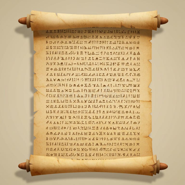 An Ancient-style Scroll Featuring Text Resembling Hieroglyphics or an ...