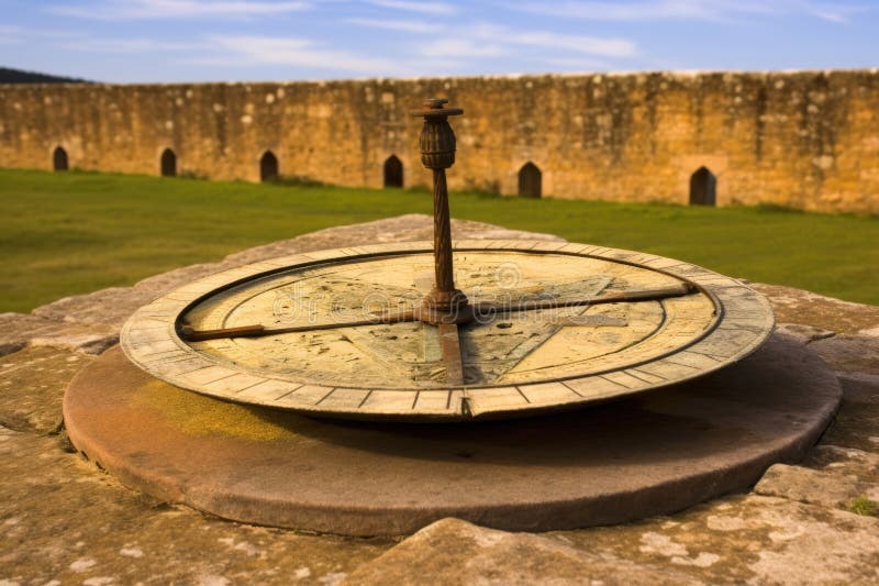 Ancient Sundial with Roman Numerals Indicating Noon Stock Illustration ...
