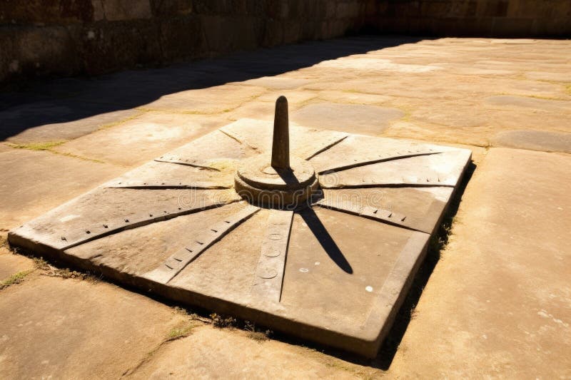 An Ancient Sundial Under Direct Sunlight Casting a Sharp Shadow Stock ...