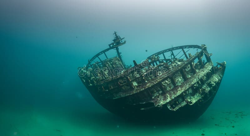 Sunken Old Ship Under the Sea with Good Lighting in High Resolution ...