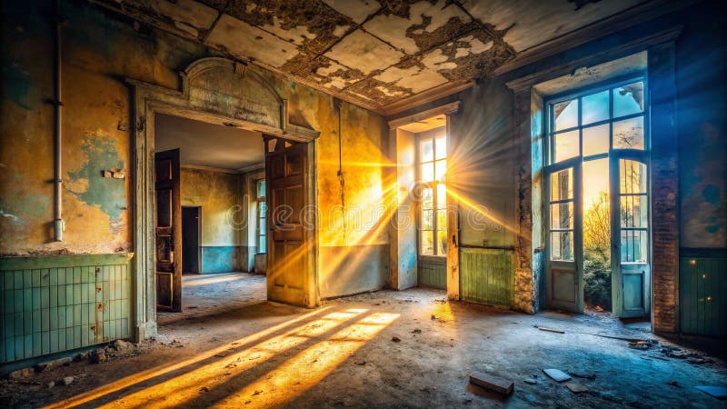 Ancient Sunlight Filters through Dusty Beams in a Historic Interior a ...