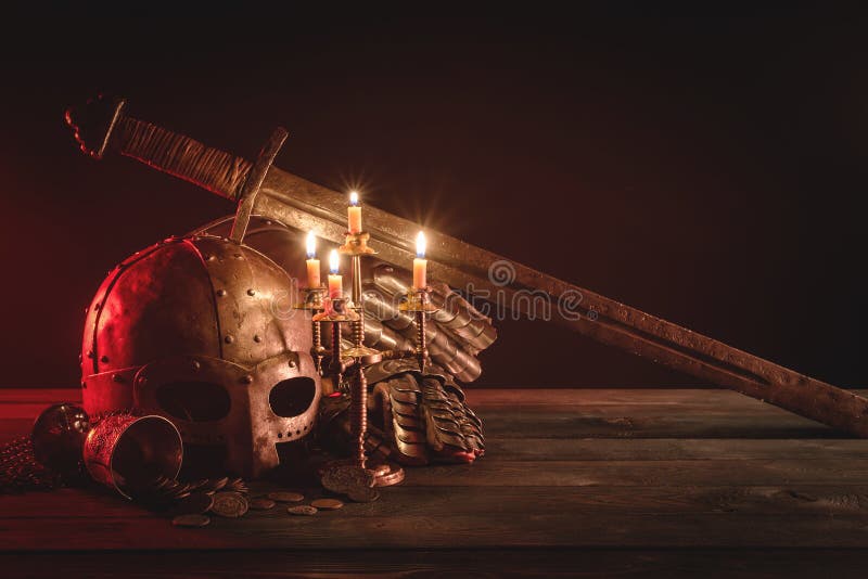 Ancient sword stock image. Image of table, aged, medieval - 244499645