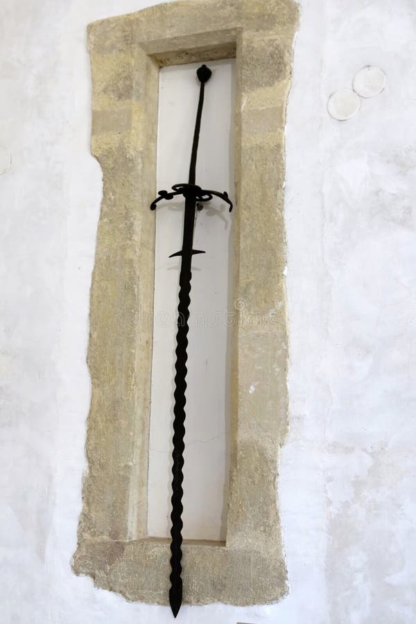 Ancient Sword Mounted on the Wall Stock Photo - Image of danger ...