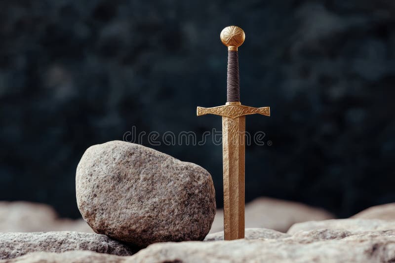 Ancient sword in stone stock illustration. Illustration of historical ...