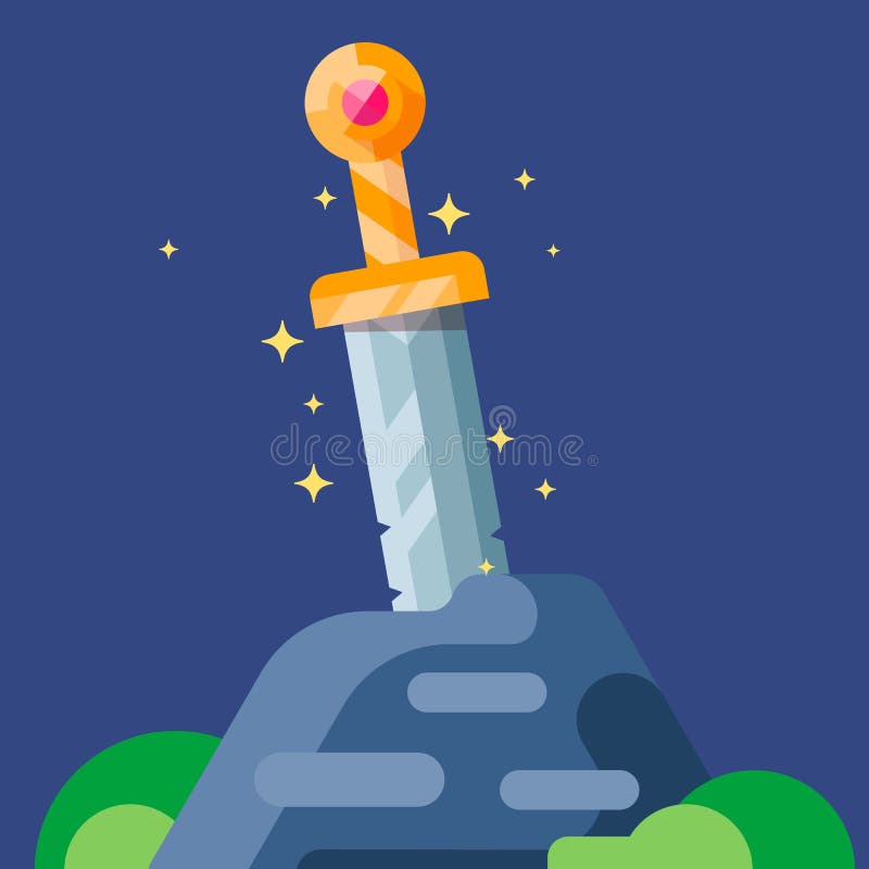 Ancient Sword in the Stone. Stock Vector - Illustration of medieval ...