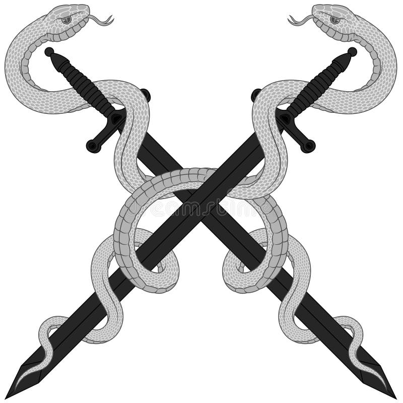 Ancient Sword Surrounded by Poisonous Snake Stock Vector - Illustration ...