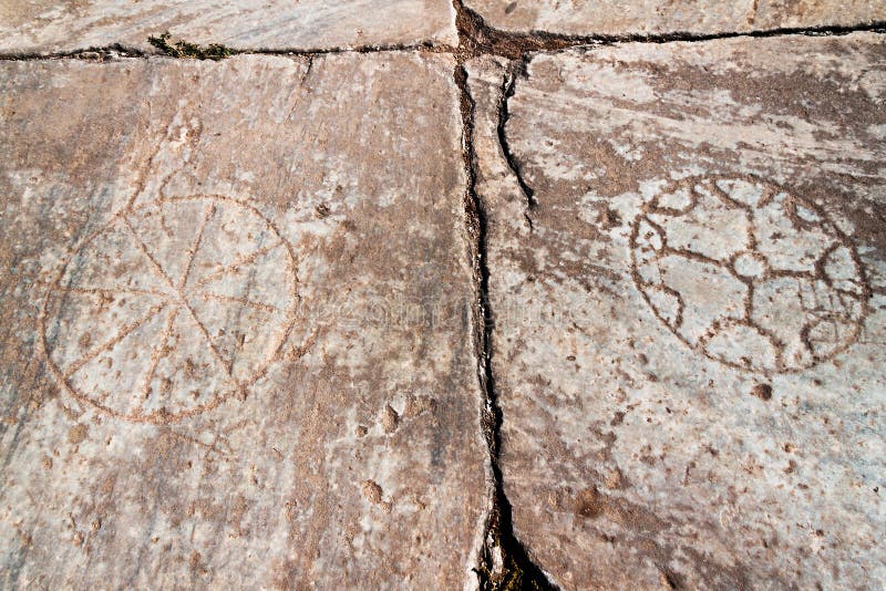 Ancient Symbols Stone Background Stock Image - Image of floor ...