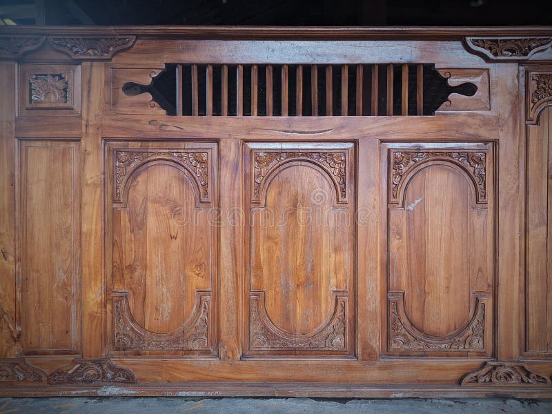 Ancient Teak Wood Planks with Javanese Carving Patterns Stock Photo ...
