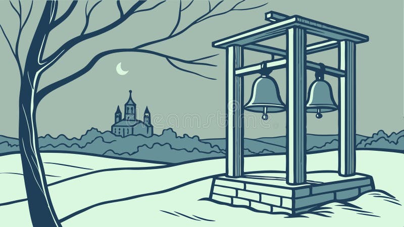 Ancient Temple Bell in a Lush Setting, Vector Design Generative AI ...