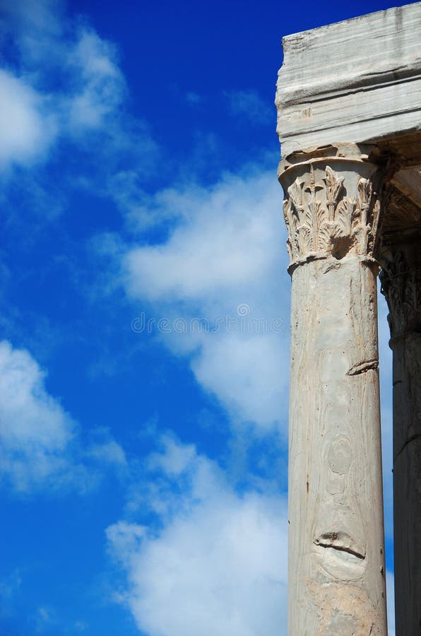 Ancient Temple Columns with Clouds Background Stock Photo - Image of ...