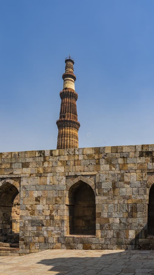 The Ancient Temple Complex of Qutub Minar. Stock Photo - Image of ...