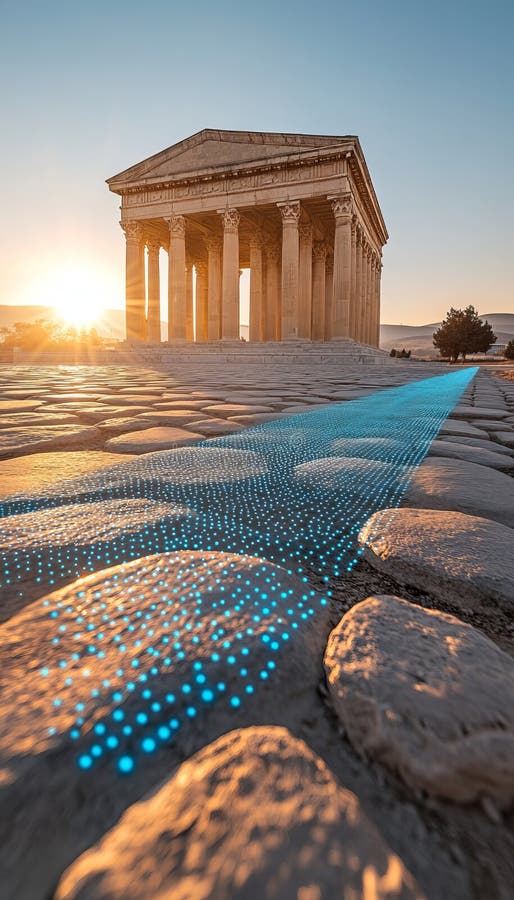 Ancient Temple Connected To the Future. Historic Architecture Merges ...