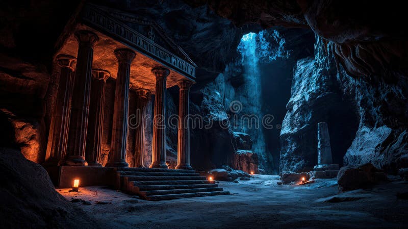 Ancient Temple Discovery Mysterious Cave Fantasy Setting Dimly Lit ...