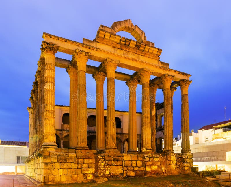 Ancient Temple in Early Morning Time. Merida Stock Image - Image of ...