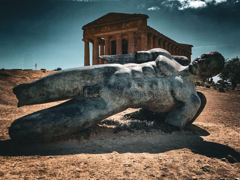 Ancient Temple with Fallen Statue Stock Image - Image of essence ...