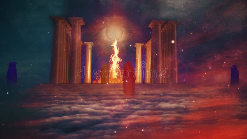Ancient temple of fire stock video. Video of clouds - 237210947