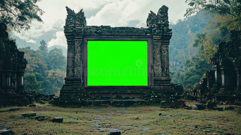 Ancient Temple Gate Showing Green Screen in Jungle Stock Footage ...