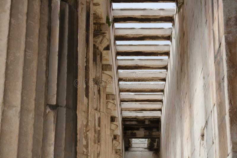 Ancient Temple from the Inside, Athens Greece Stock Image - Image of ...