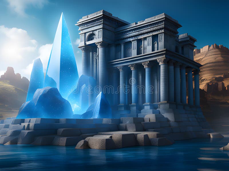 Ancient Temple in the Night, Ai Generated Stock Illustration ...