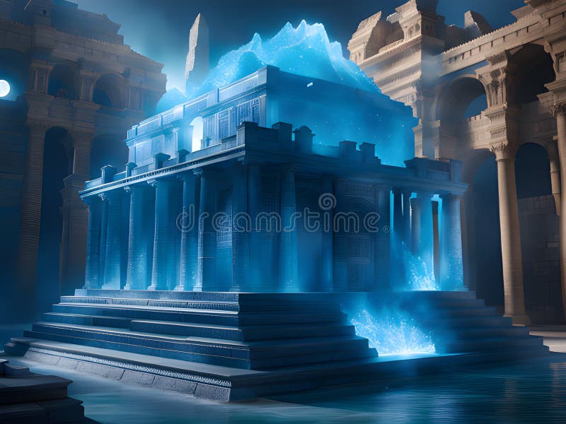 Ancient Temple in the Night, Ai Generated Stock Illustration ...