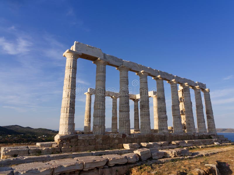 Ancient Temple of Poseidon at Sounio Stock Photo - Image of summer ...
