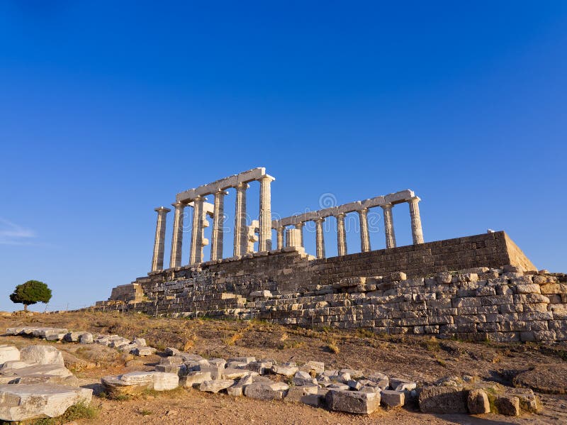 Ancient Temple of Poseidon at Sounio Stock Image - Image of summer ...