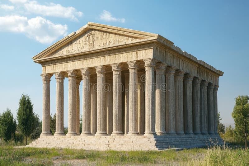 Ancient Temple Structure Stands Majestically in a Serene Landscape on a ...