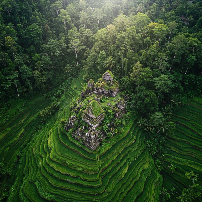 Ancient Temple Structures Covered in Moss Stand Amidst Vibrant ...