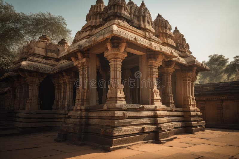 Ancient Temple, with Towering Columns and Intricate Carvings Stock ...