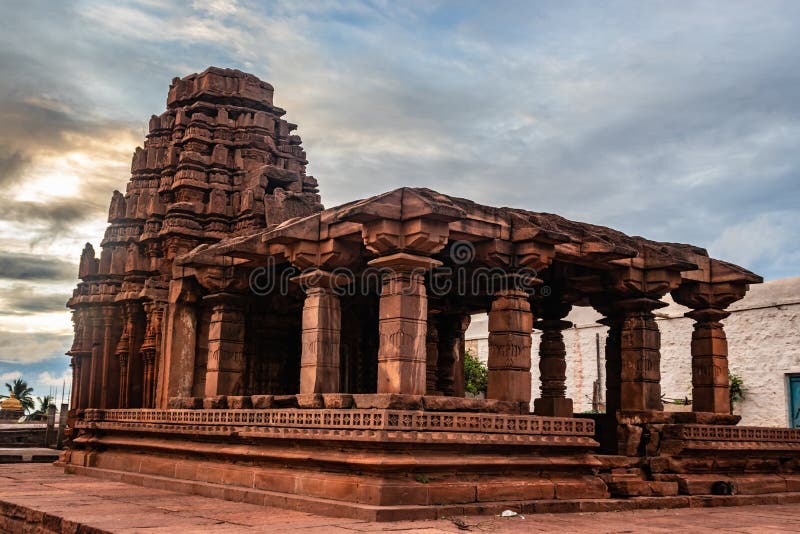 Ancient Temple with Unique Stone Wall Art and Dramatic Sky Stock Image ...