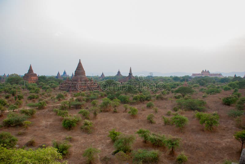Ancient Temples in Bagan, Myanmar. Burma Stock Image - Image of field ...