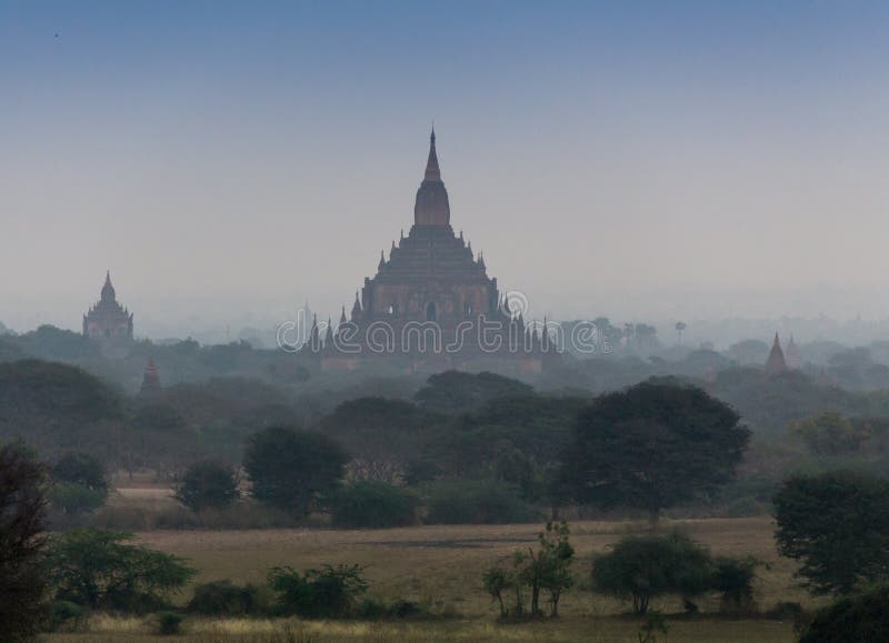 Ancient Temples in Bagan, Myanmar Stock Image - Image of pagoda, dusk ...