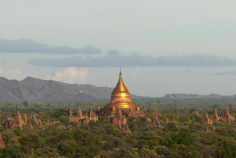 The Temples of Bagan at Sunset, Bagan, Myanmar Stock Image - Image of ...
