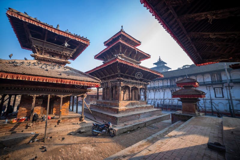 Ancient Temples at Kathmandu Durbar Square in Nepal Stock Image - Image ...