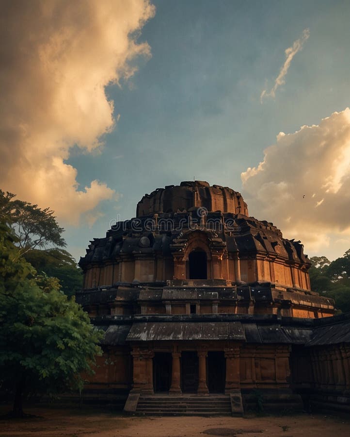 Ancient Temples at Sunset stock illustration. Illustration of tourism ...