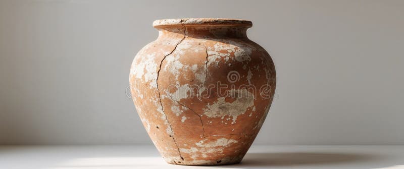 Ancient Terracotta Jar with Cracked Surface and Rustic Finish Stock ...