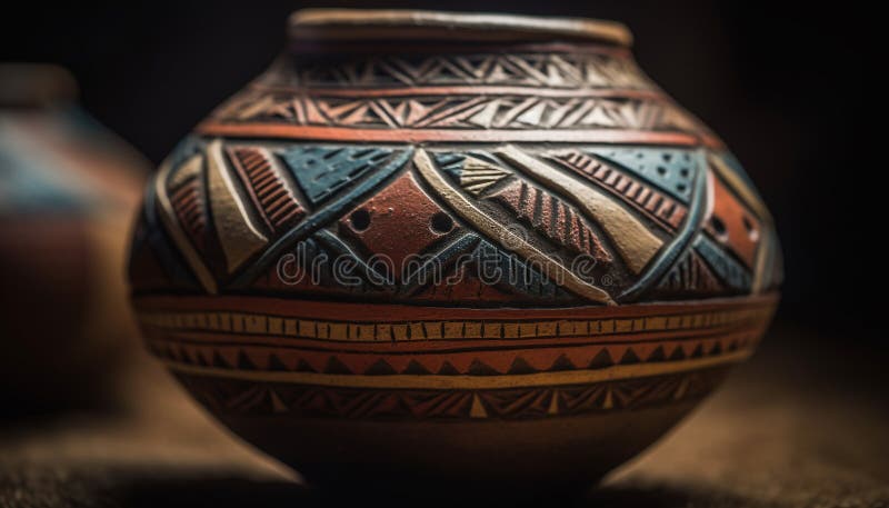 Ancient Terracotta Jar with Ornate Floral Pattern, an Antique Souvenir ...
