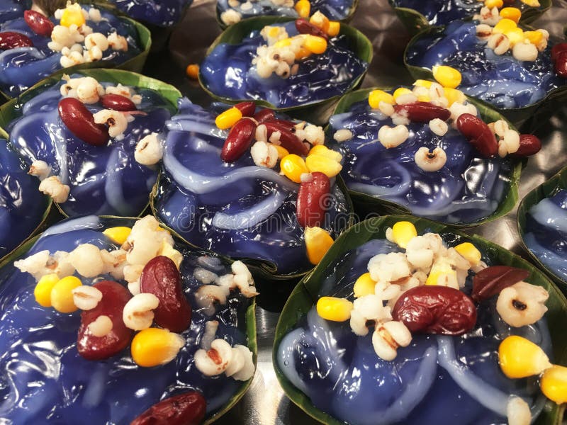 Ancient Thai Dessert "Thai Pudding with Coconut Topping Stock Photo ...